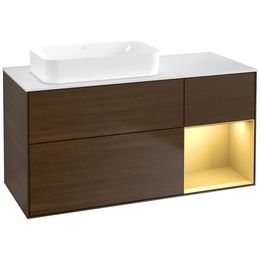Villeroy & Boch Villeroy und Boch Finion Waschtischunterschrank G691HFGN 120x60,3x50,1cm, Regal rechts Gold matt, Walnut veneer