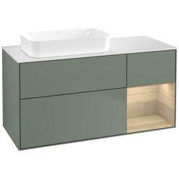 Villeroy & Boch Villeroy und Boch Finion Waschtischunterschrank G691PCGM 120x60,3x50,1cm, Regal rechts Oak Veneer, Olive Matt Lacquer