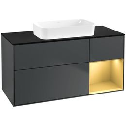 Villeroy & Boch Villeroy und Boch Finion Waschtischunterschrank G712HFHG 120x60,3x50,1cm, Regal rechts Gold matt, Midnight Blue Matt Lacquer
