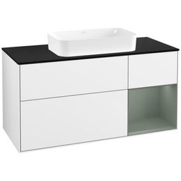 Villeroy & Boch Villeroy und Boch Finion Waschtischunterschrank G712GMGF 120x60,3x50,1cm, Regal rechts Olive Matt Lacquer, Glossy white lacquer