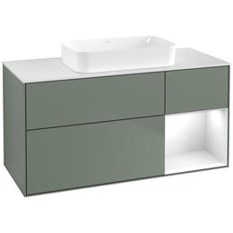 Villeroy & Boch Villeroy und Boch Finion Waschtischunterschrank G711GFGM 120x60,3x50,1cm, Regal rechts Glossy white lacquer, Olive Matt Lacquer