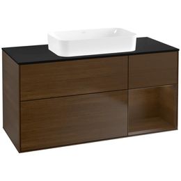 Villeroy & Boch Villeroy und Boch Finion Waschtischunterschrank F712GNGN 120x60,3x50,1cm, Regal rechts Walnut veneer, Walnut veneer