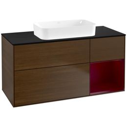 Villeroy & Boch Villeroy und Boch Finion Waschtischunterschrank F712HBGN 120x60,3x50,1cm, Regal rechts Peony, Walnut veneer