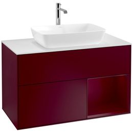 Villeroy & Boch Villeroy und Boch Finion Waschtischunterschrank F781HBHB 100cm, Abdeckplatte white matt, Regale Peony matt lacquer, Peony Matt