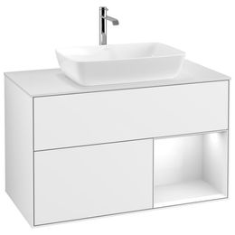Villeroy & Boch Villeroy und Boch Finion Waschtischunterschrank F781GFGF 100cm, Abdeckplatte white matt, Regale Glossy white lacquer, Glossy white lacquer