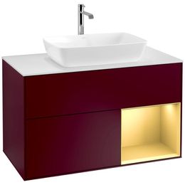 Villeroy & Boch Villeroy und Boch Finion Waschtischunterschrank F781HFHB 100cm, Abdeckplatte white matt, Regale Gold matt lacquer, Peony Matt