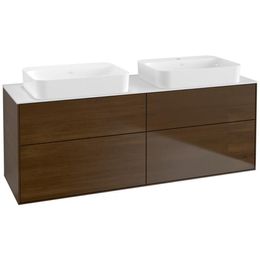 Villeroy & Boch Villeroy und Boch Finion Waschtischunterschrank G72100GN 160x60,3x50,1cm, Glass White Matt, Walnut veneer