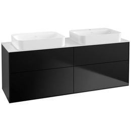 Villeroy & Boch Villeroy und Boch Finion Waschtischunterschrank G72100PD 160x60,3x50,1cm, Glass White Matt, Black matt lacquer