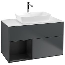 Villeroy & Boch Villeroy und Boch Finion Waschtischunterschrank G771PDHG 100cm, Abdeckplatte white matt, Emotion, Regale Black matt lacquer, Midnight Blue Matt Lacquer