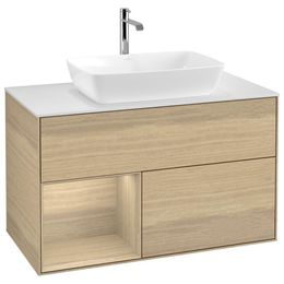 Villeroy & Boch Villeroy und Boch Finion Waschtischunterschrank G771PCPC 100cm, Abdeckplatte white matt, Emotion, Regale Oak Veneer, Oak Veneer