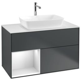 Villeroy & Boch Villeroy und Boch Finion Waschtischunterschrank G771MTHG 100cm, Abdeckplatte white matt, Emotion, Regale White matt lacquer, Midnight Blue Matt Lacquer