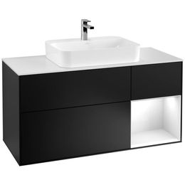 Villeroy & Boch Villeroy und Boch Finion Waschtischunterschrank F421GFPD 120cm, Abdeckplatte white matt, Regal rechts Glossy white lacquer, Black matt lacquer