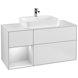 Villeroy & Boch Villeroy und Boch Finion Waschtischunterschrank F411MTMT 120cm, Abdeckplatte white matt, Regal links White matt lacquer, White matt lacquer