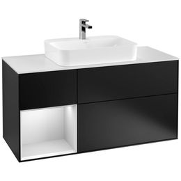 Villeroy & Boch Villeroy und Boch Finion Waschtischunterschrank G411MTPD 120cm, Abdeckplatte white matt, Emotion, Regal links White matt lacquer, Black matt lacquer