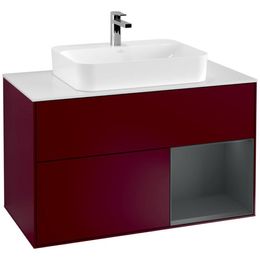 Villeroy & Boch Villeroy und Boch Finion Waschtischunterschrank G371HGHB 100cm, Abdeckplatte white matt, Emotion, Regal rechts Midnight Blue Matt Lacquer, Peony Matt