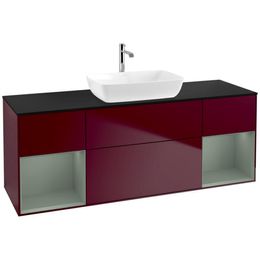 Villeroy & Boch Villeroy und Boch Finion Waschtischunterschrank F862GMHB 160cm, Abdeckplatte black matt, Regale Olive matt lacquer, Peony Matt