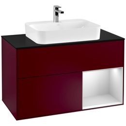 Villeroy & Boch Villeroy und Boch Finion Waschtischunterschrank G372MTHB 100cm, Abdeckplatte black matt, Emotion, Regal rechts White matt lacquer, Peony Matt