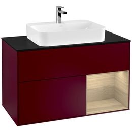 Villeroy & Boch Villeroy und Boch Finion Waschtischunterschrank G372PCHB 100cm, Abdeckplatte black matt, Emotion, Regal rechts Oak Veneer, Peony Matt