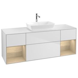 Villeroy & Boch Villeroy und Boch Finion Waschtischunterschrank G861PCMT 160cm, Abdeckplatte white matt, Emotion, Regale Oak Veneer, White matt lacquer