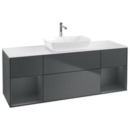 Villeroy & Boch Villeroy und Boch Finion Waschtischunterschrank G861HGHG 160cm, Abdeckplatte white matt, Emotion, Regale Midnight matt lacquer, Midnight Blue Matt Lacquer