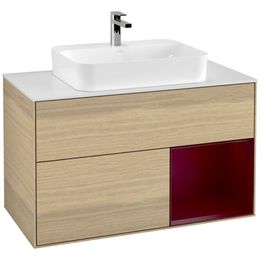 Villeroy & Boch Villeroy und Boch Finion Waschtischunterschrank F371HBPC 100cm, Abdeckplatte white matt, Regal rechts Peony, Oak Veneer