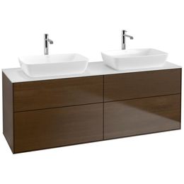 Villeroy & Boch Villeroy und Boch Finion Waschtischunterschrank F84100GN 160x60,3cm, Abdeckplatte white matt, Walnut veneer
