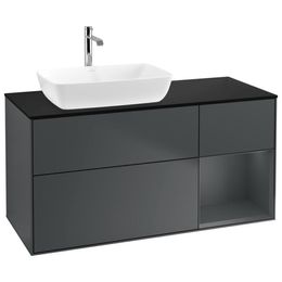 Villeroy & Boch Villeroy und Boch Finion Waschtischunterschrank G812HGHG 120cm, Abdeckplatte black matt, Emotion, Regale Midnight matt lacquer, Midnight Blue Matt Lacquer