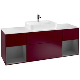 Villeroy & Boch Villeroy und Boch Finion Waschtischunterschrank G451GKHB 160cm, Abdeckplatte white matt, Emotion, Regale Anthracite matt lacquer, Peony Matt