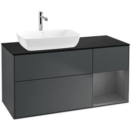 Villeroy & Boch Villeroy und Boch Finion Waschtischunterschrank F812GKHG 120cm, Abdeckplatte black matt, Regale Anthracite matt lacquer, Midnight Blue Matt Lacquer