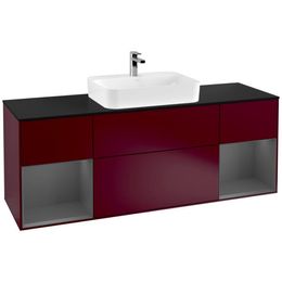 Villeroy & Boch Villeroy und Boch Finion Waschtischunterschrank G452GKHB 160cm, Abdeckplatte black matt, Emotion, Regale Anthracite matt lacquer, Peony Matt
