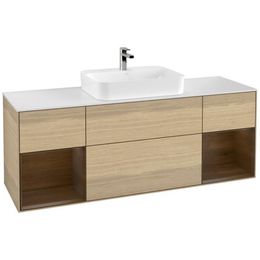 Villeroy & Boch Villeroy und Boch Finion Waschtischunterschrank G451GNPC 160cm, Abdeckplatte white matt, Emotion, Regale Walnut veneer, Oak Veneer