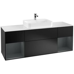Villeroy & Boch Villeroy und Boch Finion Waschtischunterschrank G451HGPD 160cm, Abdeckplatte white matt, Emotion, Regale Midnight matt lacquer, Black matt lacquer