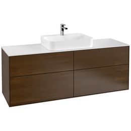 Villeroy & Boch Villeroy und Boch Finion Waschtischunterschrank F44100GN 160x60,3cm, Abdeckplatte white matt, Walnut veneer