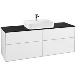 Villeroy & Boch Villeroy und Boch Finion Waschtischunterschrank G44200GF 160x60,3cm, Emotion, Abdeckplatte black matt, Glossy white lacquer