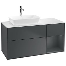 Villeroy & Boch Villeroy und Boch Finion Waschtischunterschrank G811HGHG 120cm, Abdeckplatte white matt, Emotion, Regale Midnight matt lacquer, Midnight Blue Matt Lacquer