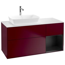 Villeroy & Boch Villeroy und Boch Finion Waschtischunterschrank G811PDHB 120cm, Abdeckplatte white matt, Emotion, Regale Black matt lacquer, Peony Matt