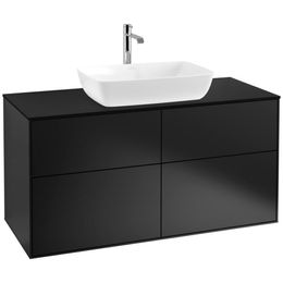 Villeroy & Boch Villeroy und Boch Finion Waschtischunterschrank F79200PD 120x60,3cm, Abdeckplatte black matt, Black matt lacquer