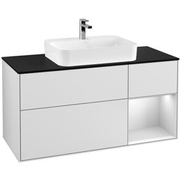 Villeroy & Boch Villeroy und Boch Finion Waschtischunterschrank G422MTMT 120cm, Abdeckplatte black matt, Emotion, Regal rechts White matt, White matt lacquer