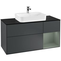 Villeroy & Boch Villeroy und Boch Finion Waschtischunterschrank G422GMHG 120cm, Abdeckplatte black matt, Emotion, Regal rechts Olive matt, Midnight Blue Matt Lacquer