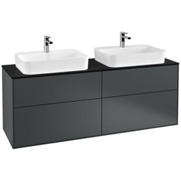 Villeroy & Boch Villeroy und Boch Finion Waschtischunterschrank F43200HG 160x60,3cm, Abdeckplatte black matt, Midnight Blue Matt Lacquer