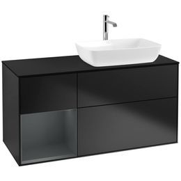 Villeroy & Boch Villeroy und Boch Finion Waschtischunterschrank F802HGPD 120cm, Abdeckplatte black matt, Regale Midnight matt lacquer, Black matt lacquer