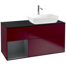 Villeroy & Boch Villeroy und Boch Finion Waschtischunterschrank F802HGHB 120cm, Abdeckplatte black matt, Regale Midnight matt lacquer, Peony Matt