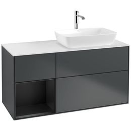 Villeroy & Boch Villeroy und Boch Finion Waschtischunterschrank F801PDHG 120cm, Abdeckplatte white matt, Regale Black matt lacquer, Midnight Blue Matt Lacquer