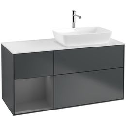 Villeroy & Boch Villeroy und Boch Finion Waschtischunterschrank F801GKHG 120cm, Abdeckplatte white matt, Regale Anthracite matt lacquer, Midnight Blue Matt Lacquer