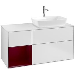 Villeroy & Boch Villeroy und Boch Finion Waschtischunterschrank F801HBMT 120cm, Abdeckplatte white matt, Regale Peony matt lacquer, White matt lacquer