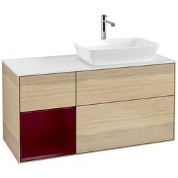 Villeroy & Boch Villeroy und Boch Finion Waschtischunterschrank F801HBPC 120cm, Abdeckplatte white matt, Regale Peony matt lacquer, Oak Veneer