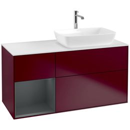 Villeroy & Boch Villeroy und Boch Finion Waschtischunterschrank F801HGHB 120cm, Abdeckplatte white matt, Regale Midnight matt lacquer, Peony Matt