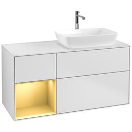 Villeroy & Boch Villeroy und Boch Finion Waschtischunterschrank F801HFMT 120cm, Abdeckplatte white matt, Regale Gold matt lacquer, White matt lacquer
