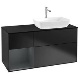 Villeroy & Boch Villeroy und Boch Finion Waschtischunterschrank G802HGPD 120cm, Abdeckplatte black matt, Emotion, Regale Midnight matt lacquer, Black matt lacquer