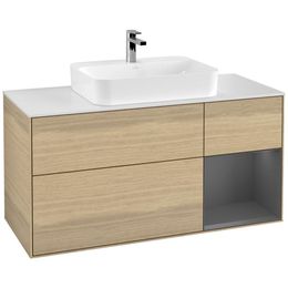 Villeroy & Boch Villeroy und Boch Finion Waschtischunterschrank G421GKPC 120cm, Abdeckplatte white matt, Emotion, Regal rechts Anthracite matt, Oak Veneer